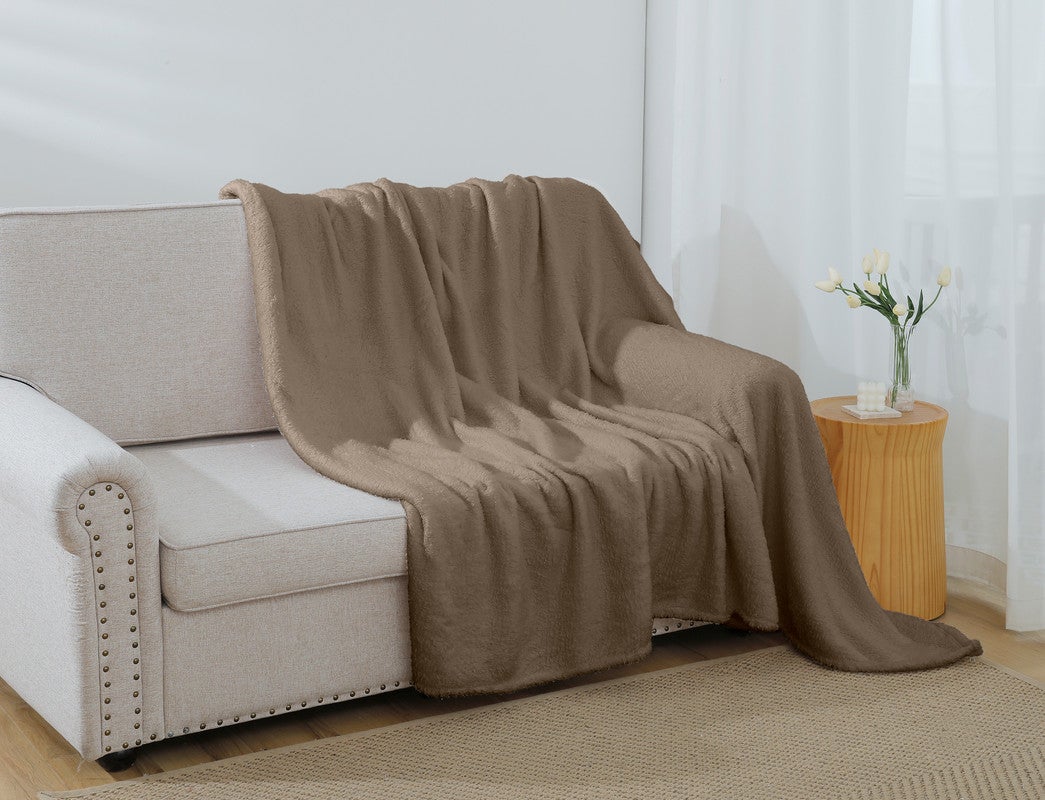 Manta de algodón ultra suave marrón 130*160cm-BOD HOME | Leroy Merlin