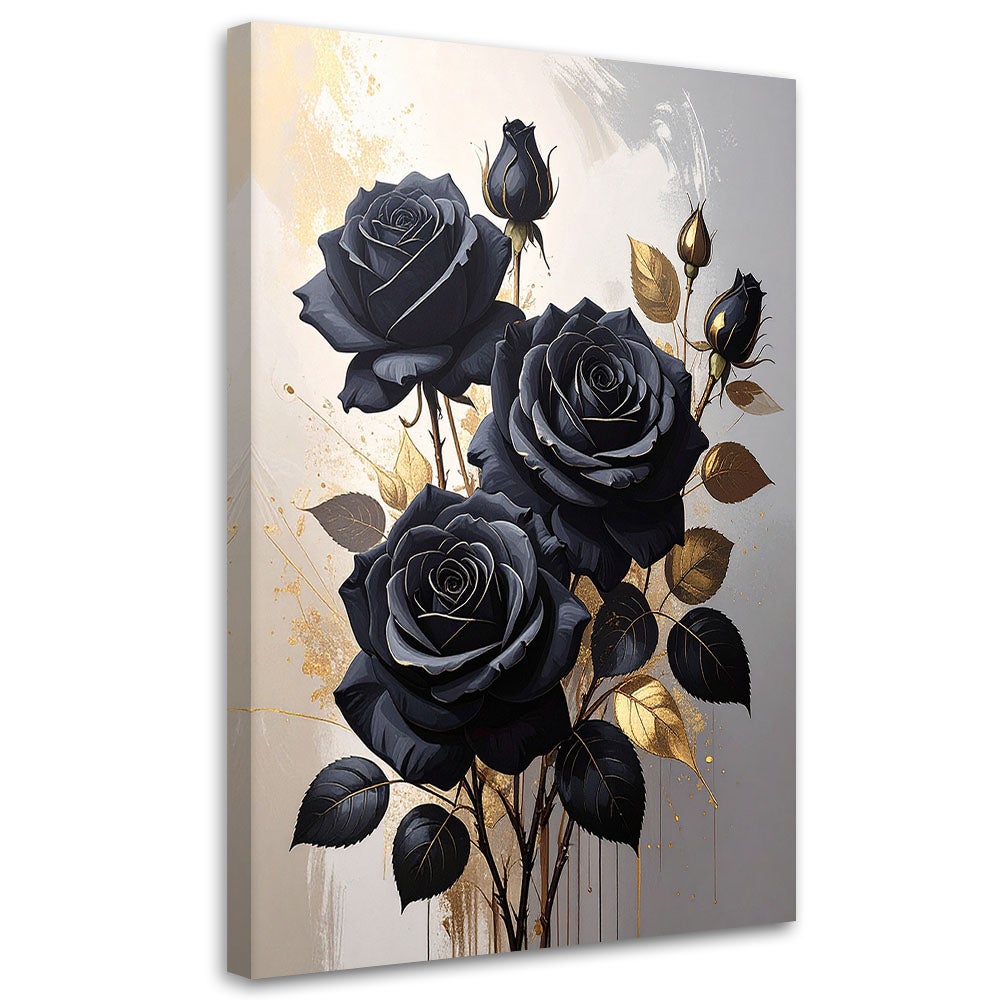 Tableau Moderne, Fleurs de roses noires sur fond beige 80x120 | Leroy ...