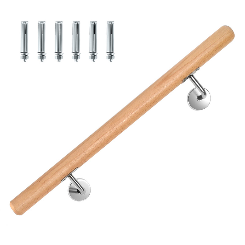 Main courante hêtre 120cm support de main courante tige de garde-corps ...