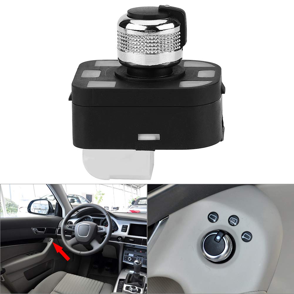 Perilla de interruptor de espejo retrovisor de coche cromada negra para ...