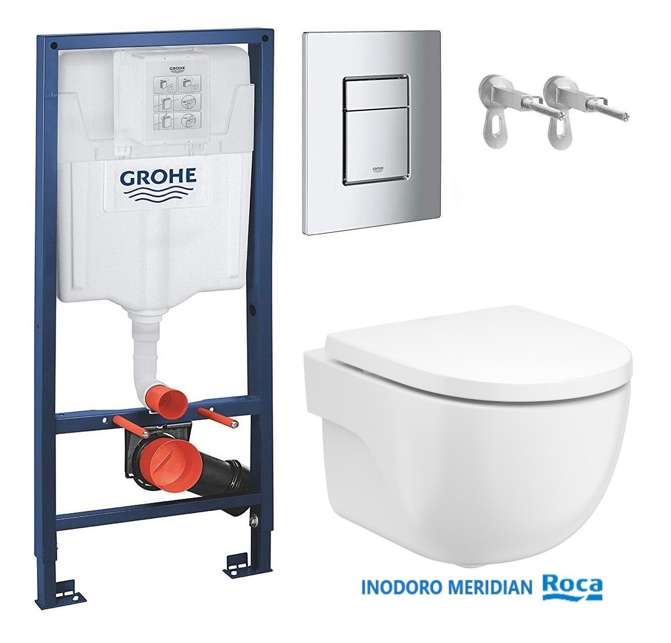 Bastidor GROHE pack cisterna empotrada y pulsador cromo con inodoro ...