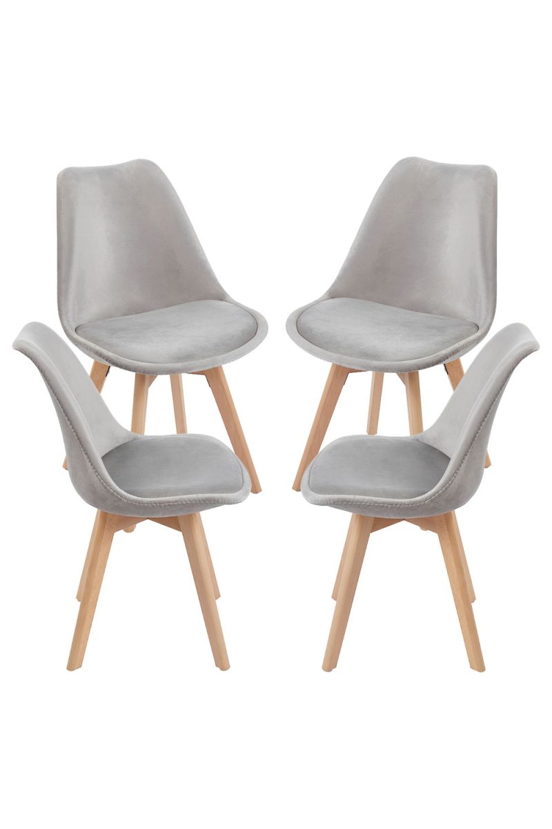 Pack 4 Sillas Synk Terciopelo - Gris claro | Leroy Merlin