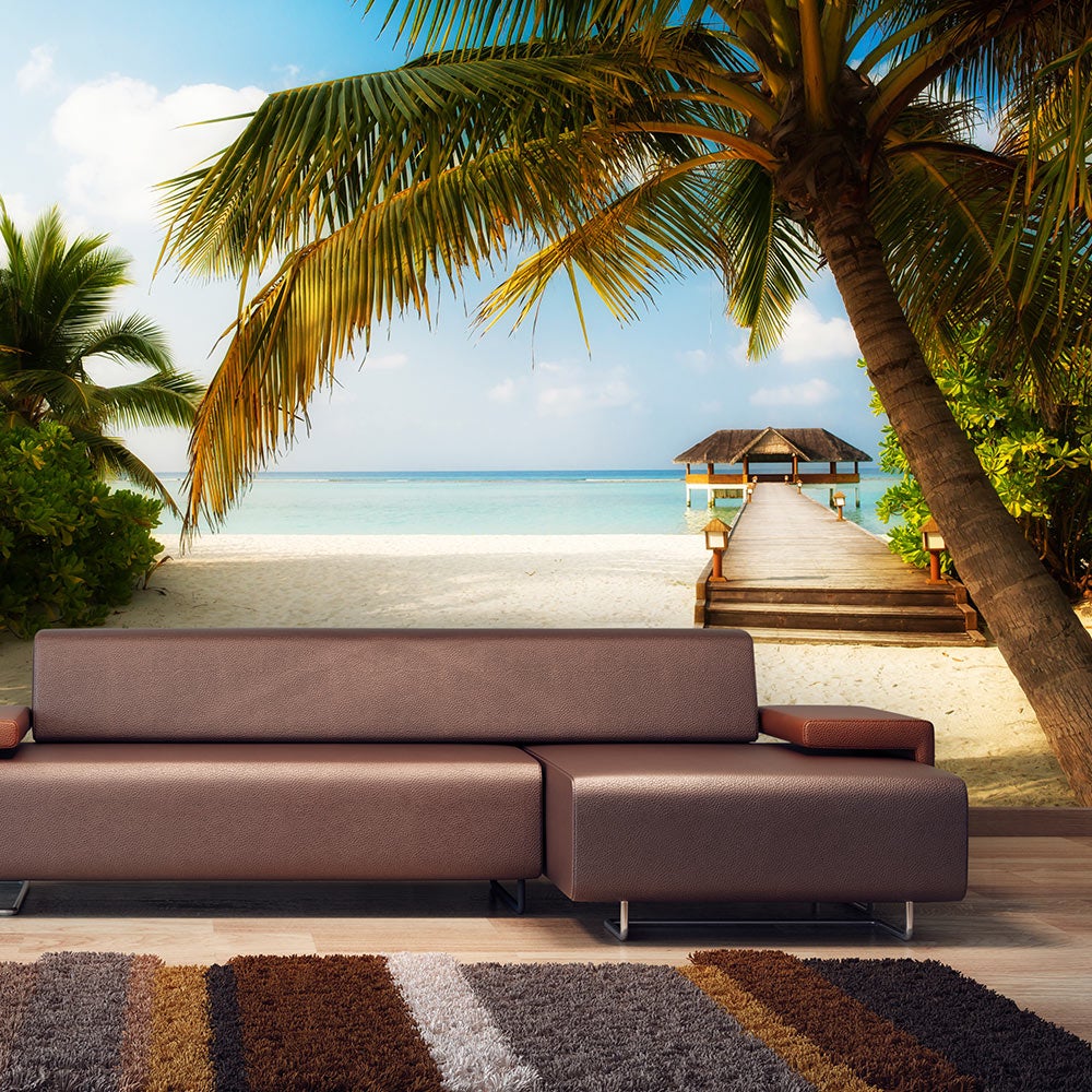 Papier peint intissé panoramique Paysage Paradise beach 100x70 cm ...