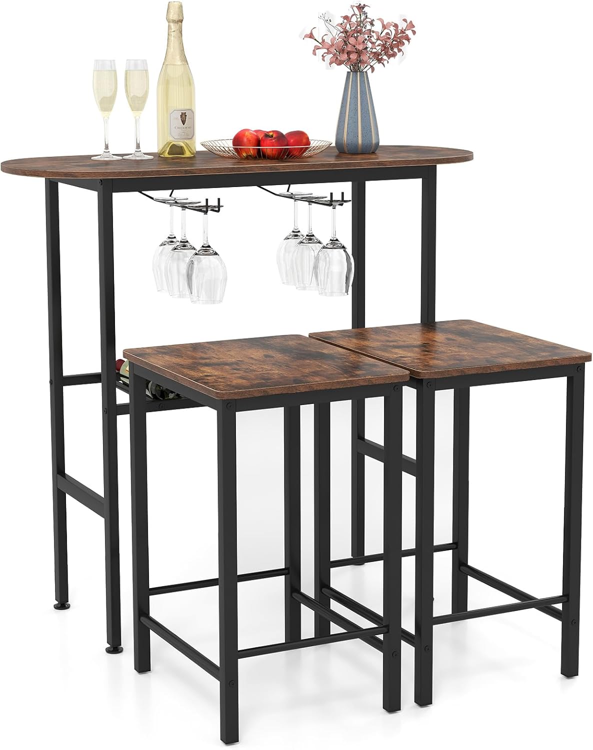 Table de Bar avec Tabourets, Table à Manger Haute 95 CM, Mange Debout ...