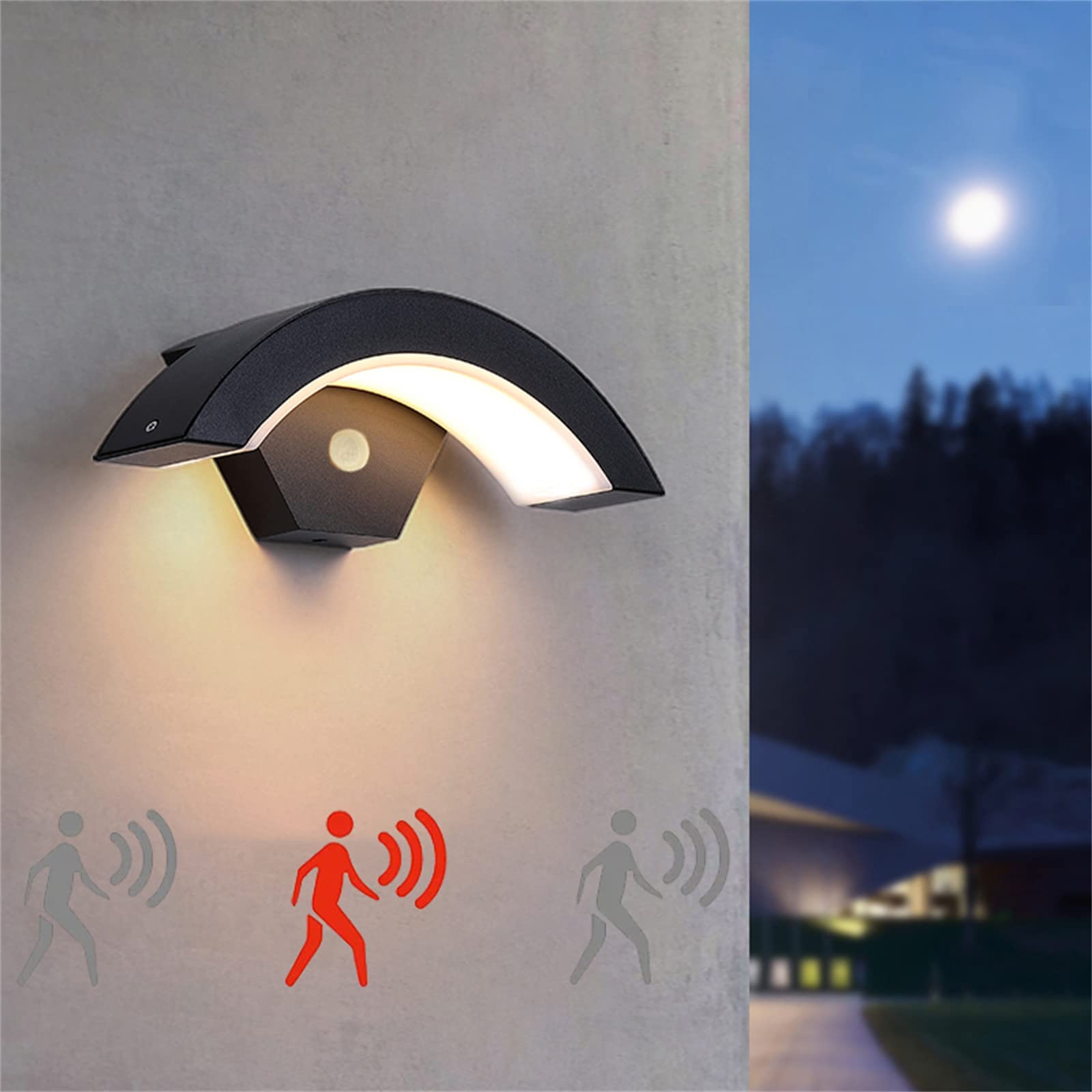 Applique murale extérieure LED avec détecteur de mouvement, éclairage ...