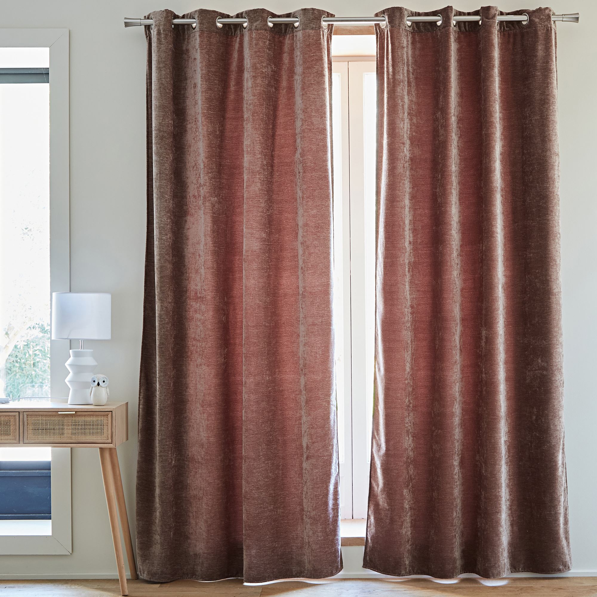 Rideau VELOURS FLAMME 135x250 beige en polyester | Leroy Merlin