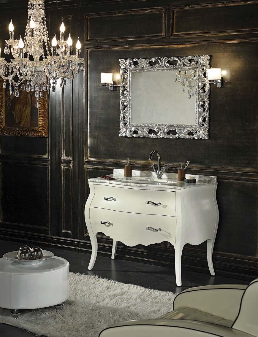 Meuble style shabby baroque en blanc avec tiroirs et pieds | Leroy Merlin