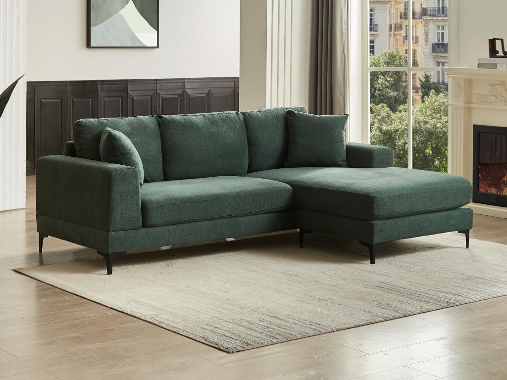 Sofá rinconera reversible en tela texturizada verde JAMOLO | Leroy Merlin