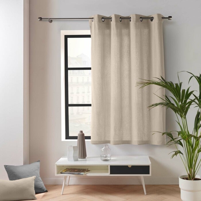 Rideau petite hauteur 135 x 180 cm coton/polyester recyclé Twily Beige ...