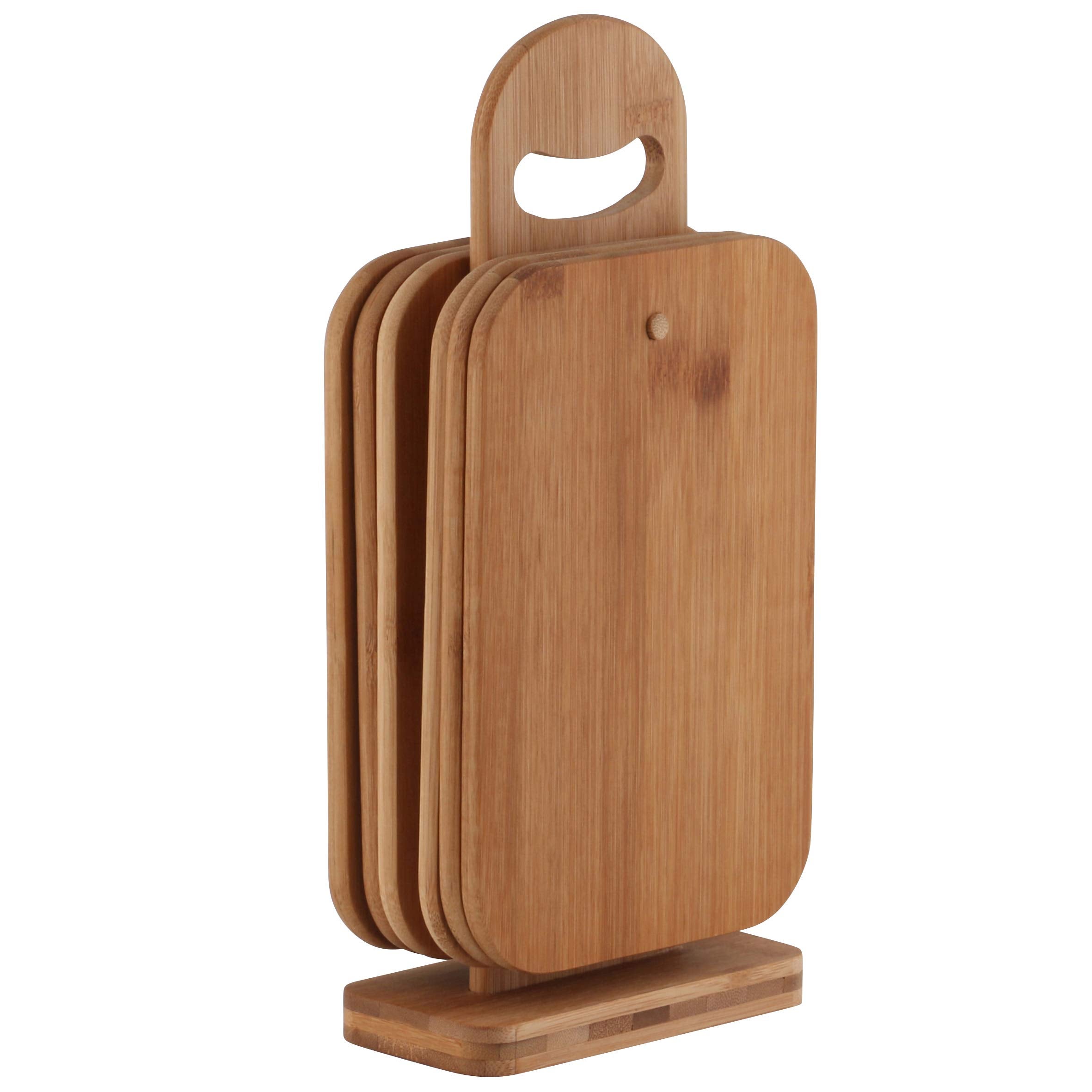 Axentia Set taglieri in legno di bambù con supporto - Porta taglieri ...