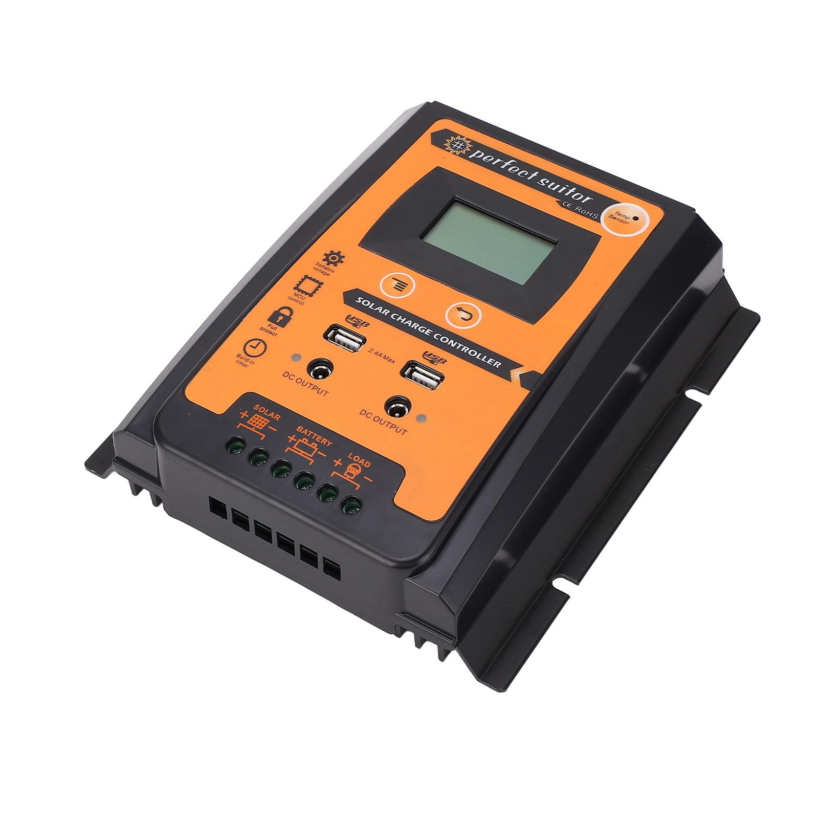 Controlador solar LCD con regulador de panel solar, salida USB dual, 12 ...