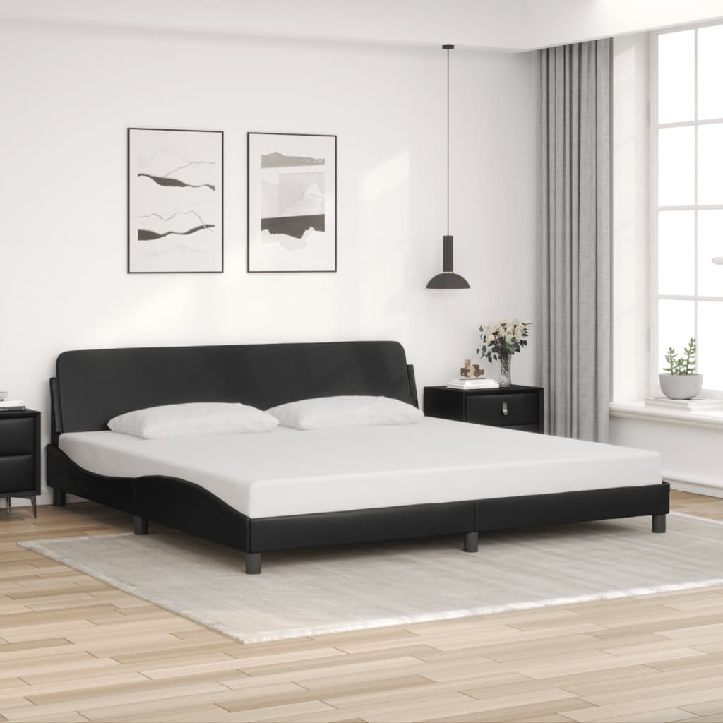 Estructura de cama Dover cuero sintético negro 200x200 cm | Leroy Merlin