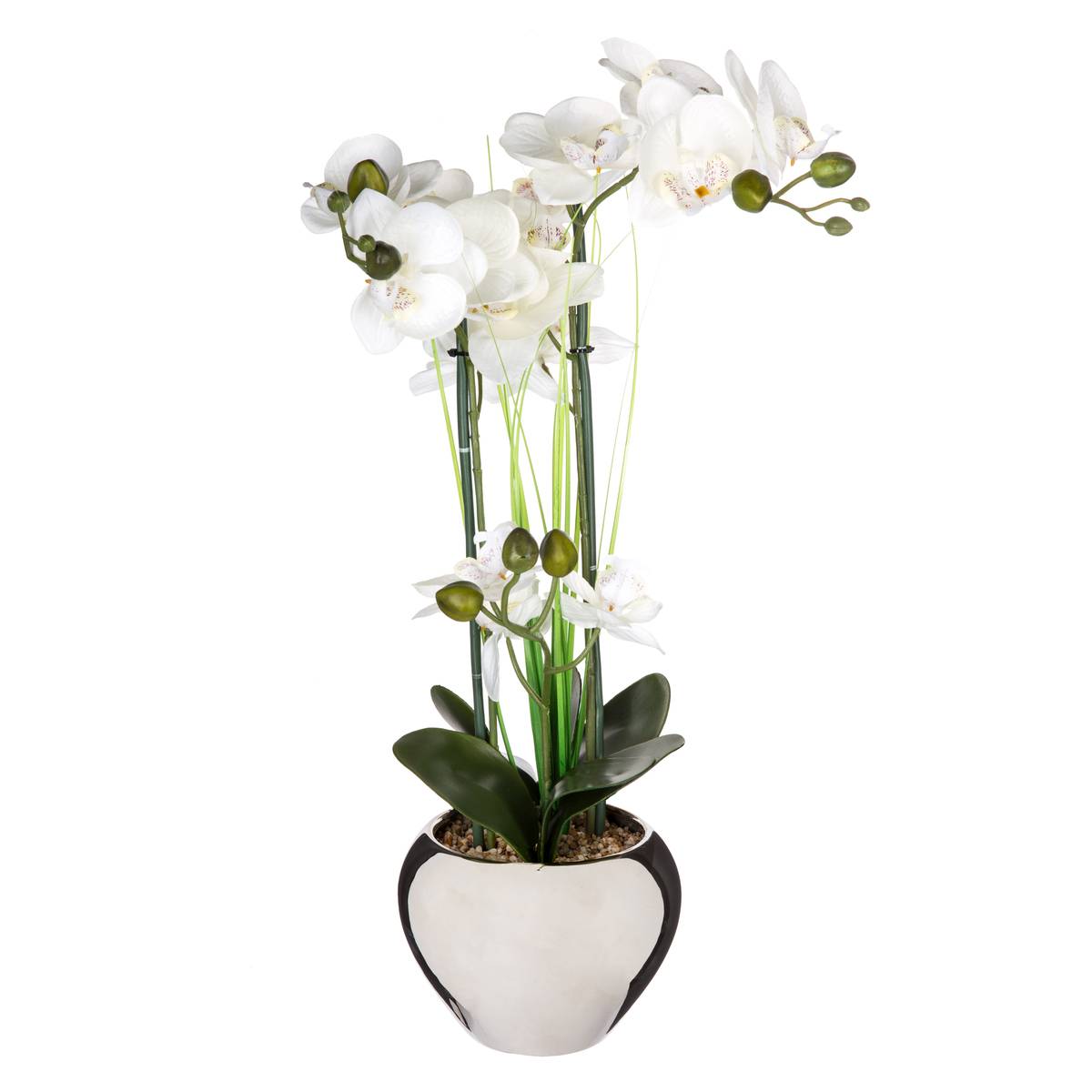 Orchidée artificielle - vase argent en céramique - H53 cm - Atmosphera créateur d'intérieur ...
