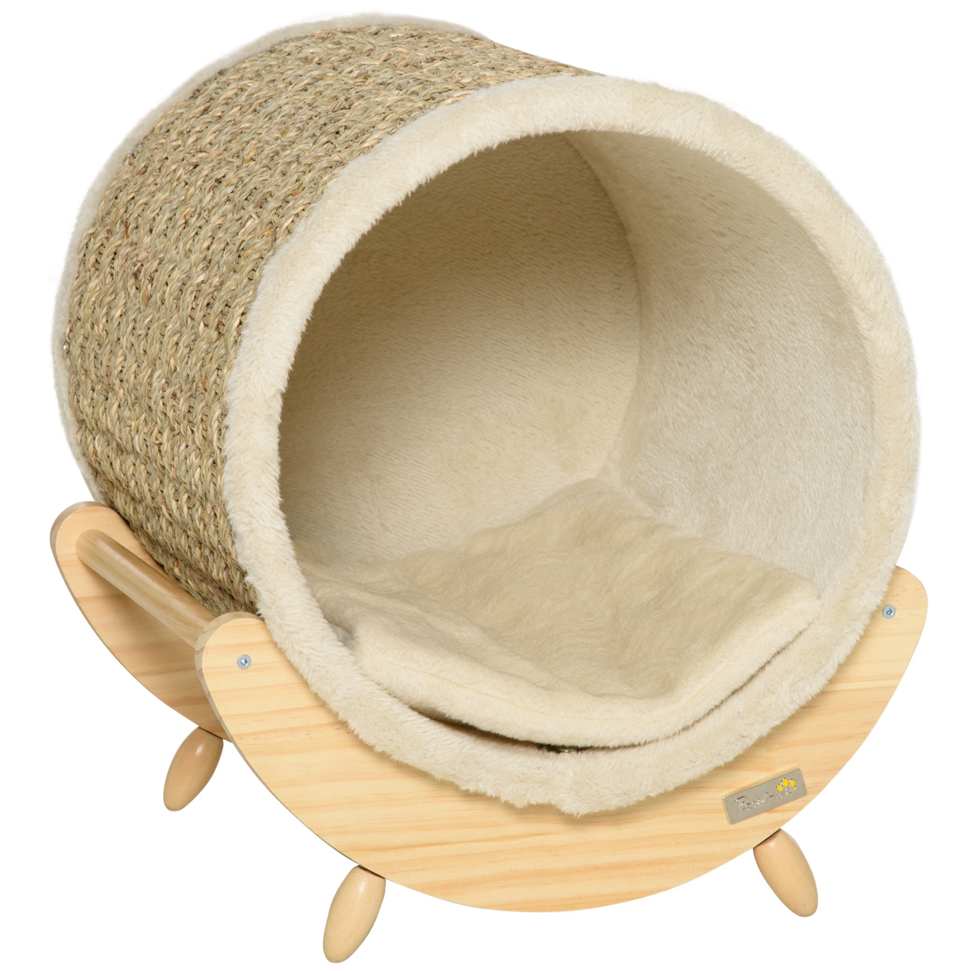 Grotte à chat avec surface de grattage incluant coussin, naturel ...