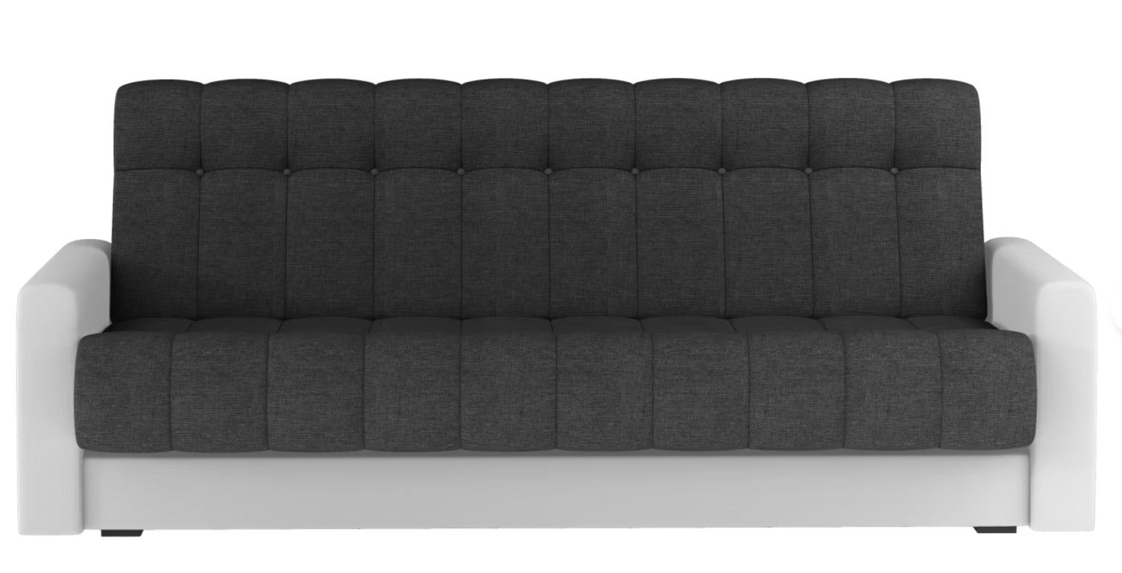Canapé lit 3 places tissu gris foncé et simili cuir blanc Barote 210cm ...