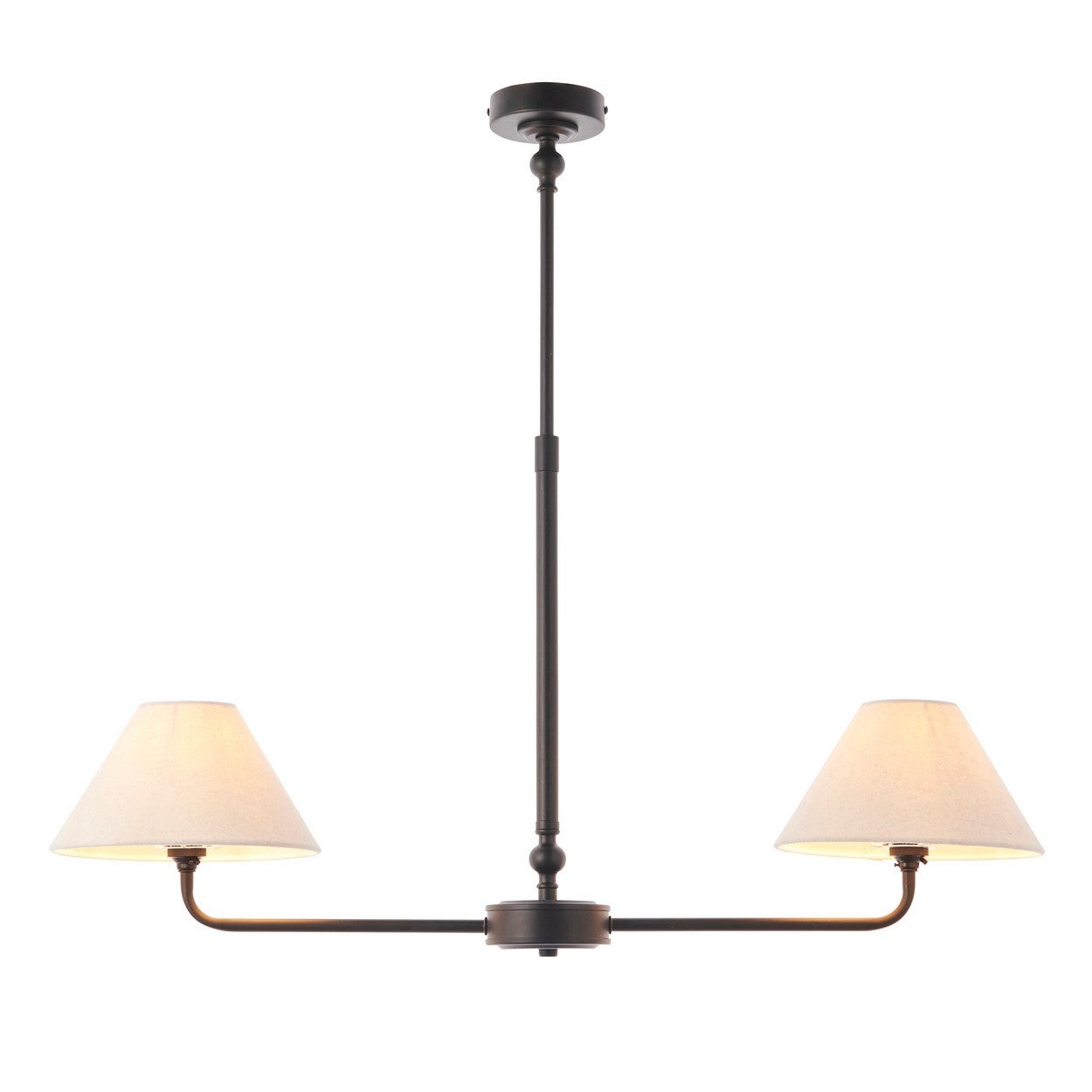 Endon Lille Suspension multi-bras noir mat et imitation lin naturel 2x ...