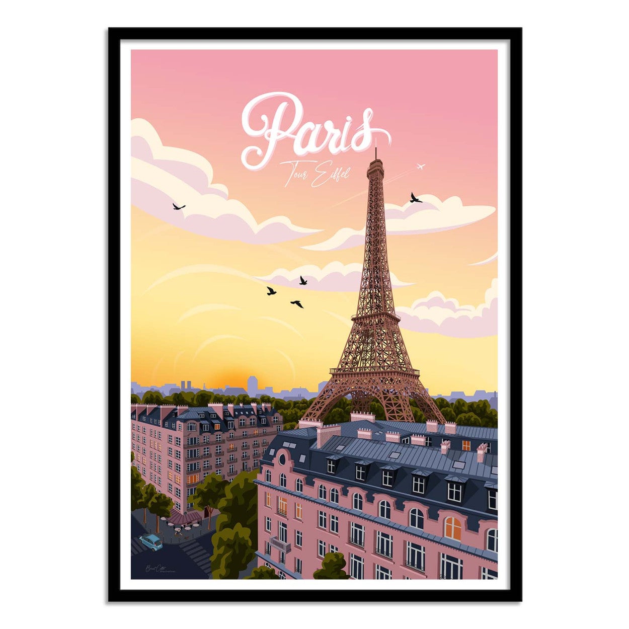 Affiche d’art et cadre noir 30 x 40 cm - Paris Tour Eiffel - Benoit ...