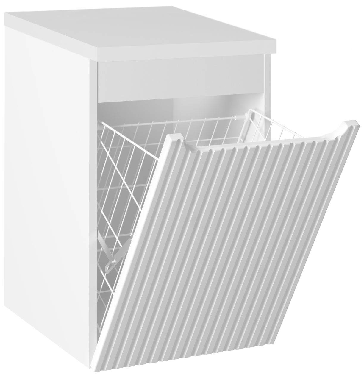 Meuble bas de salle de bain avec panier à linge et plan NOVA BLANC 40 ...
