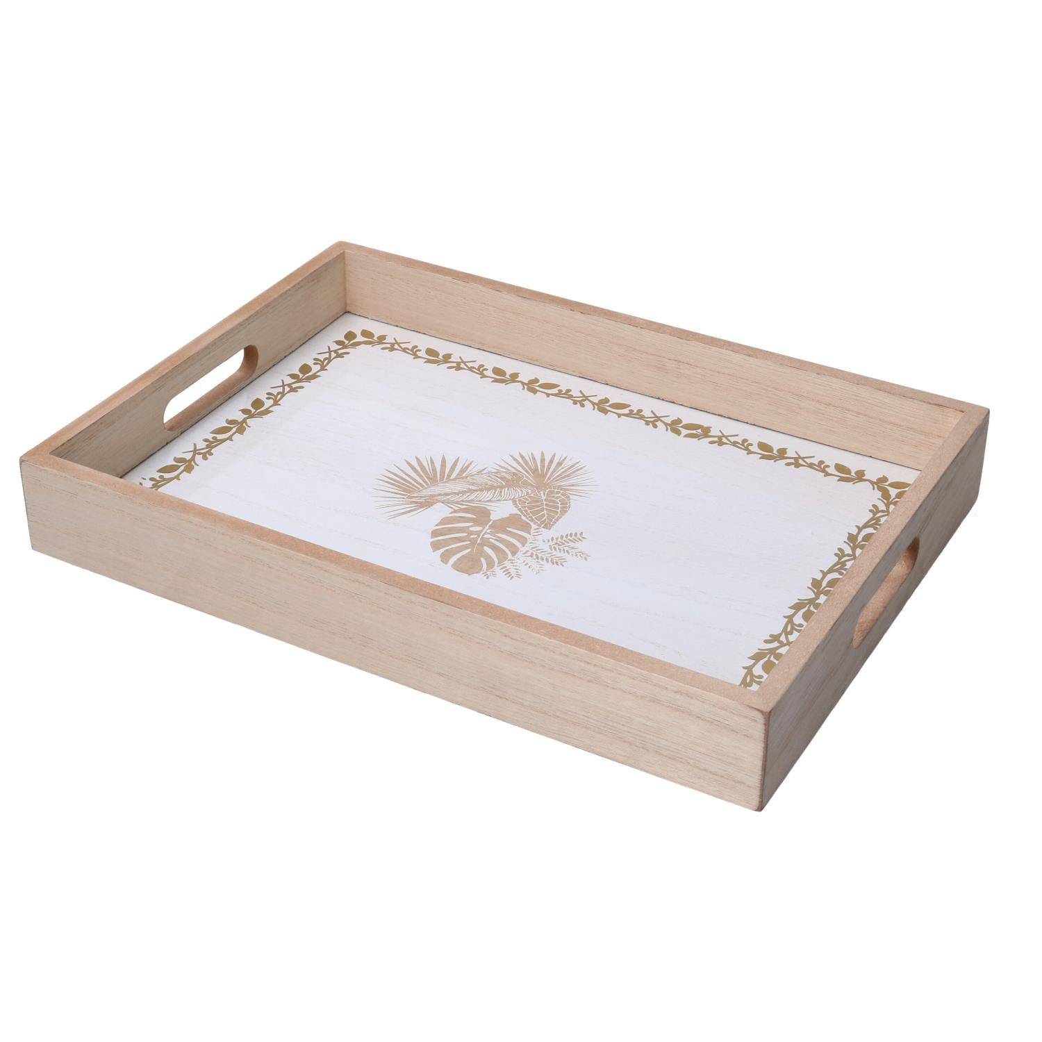 Bandeja rectangular de madera blanca cm35x25h4,5 | Leroy Merlin
