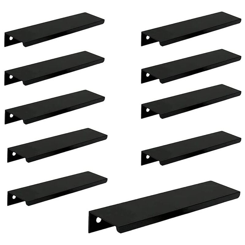 Lot de 10 poignées de porte de placard invisibles noires, 150 mm de ...