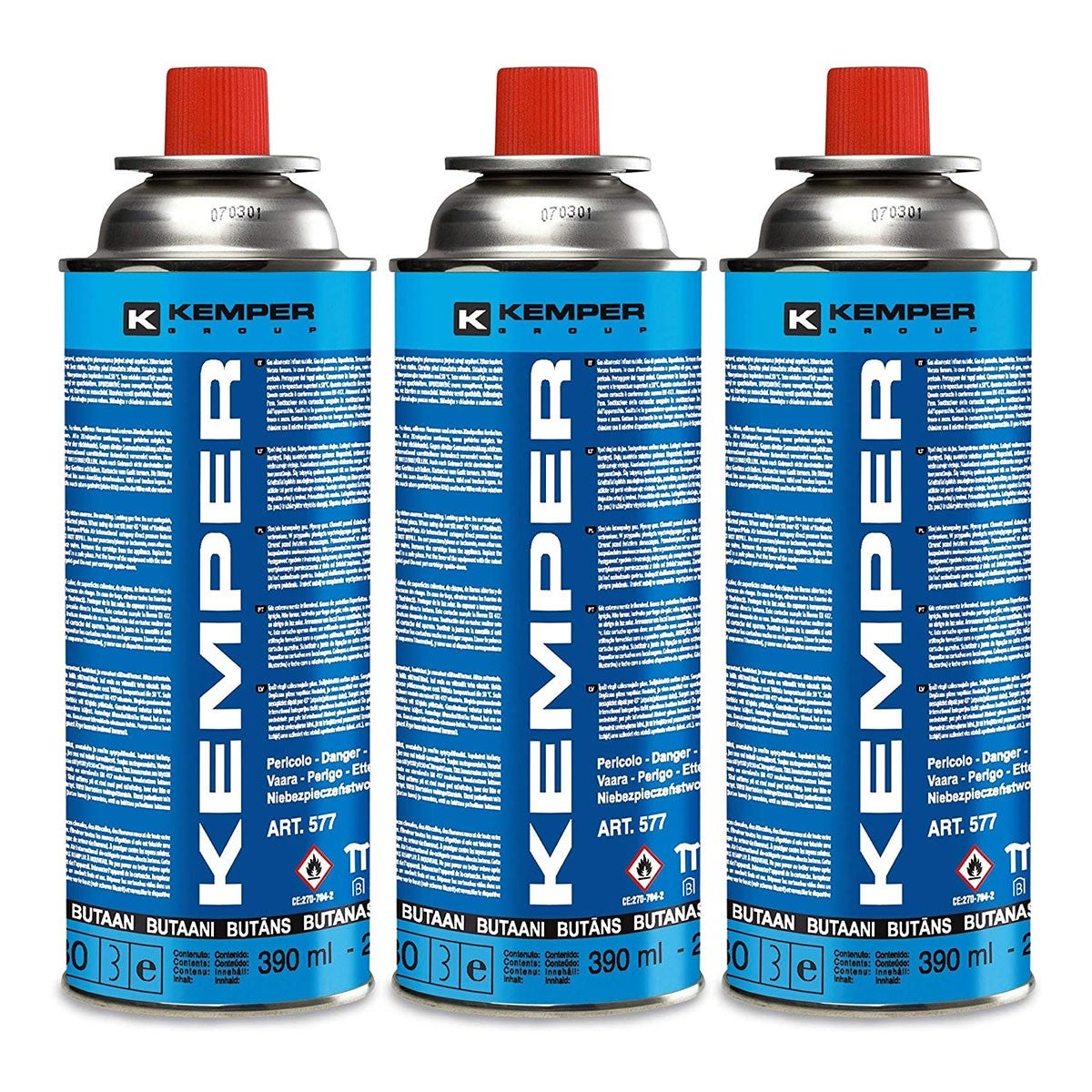 Cartucho de gas KEMPER 220 g butano 3 unidades Bombonas de gas UN2037 ...