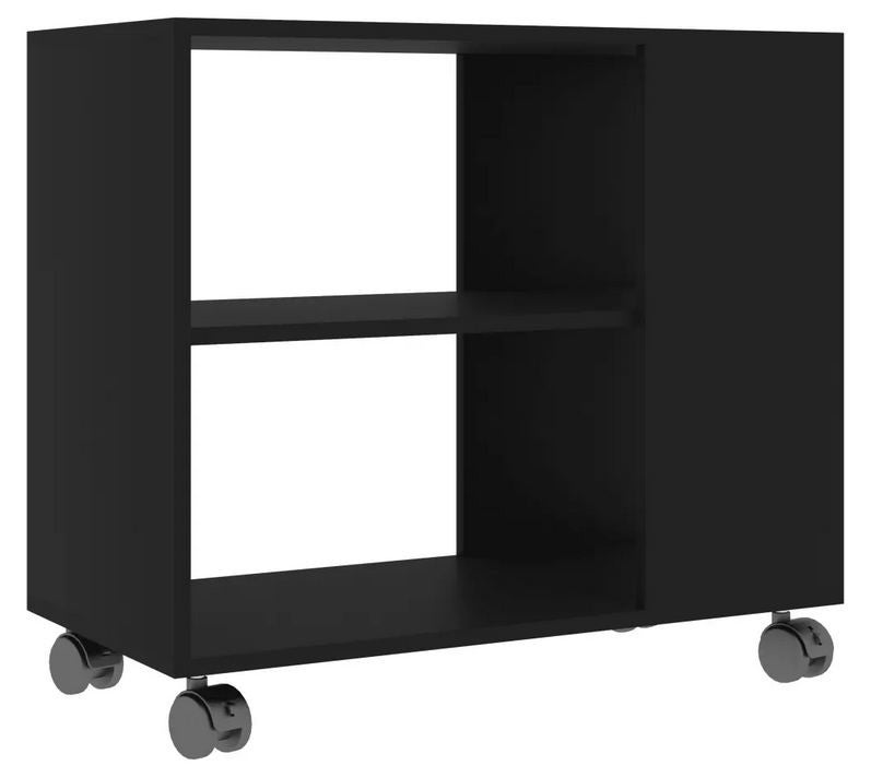 Table d'appoint sur roulettes bois noir Salem | Leroy Merlin
