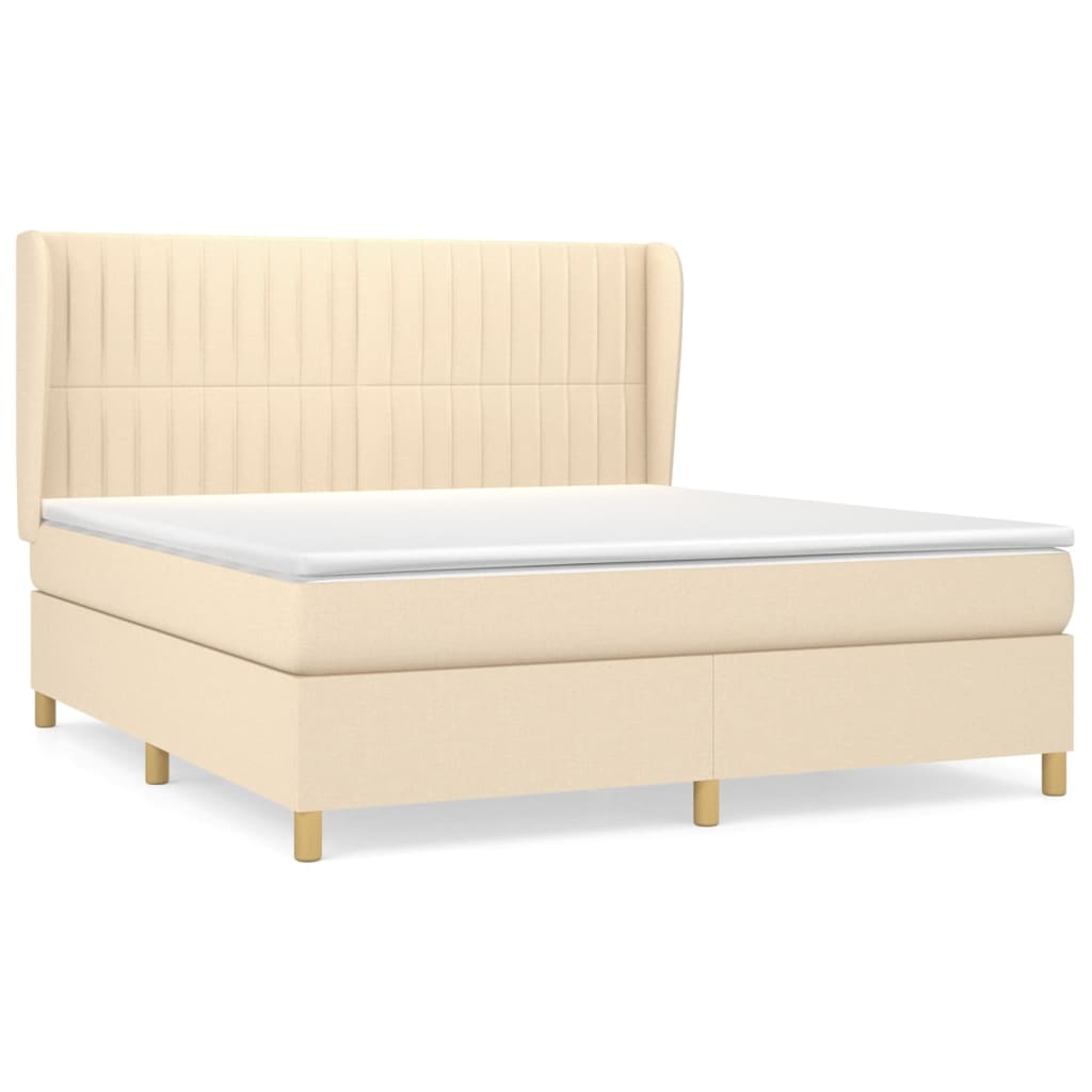 Cama box spring con colchón tela color crema 180x200 cm | Leroy Merlin