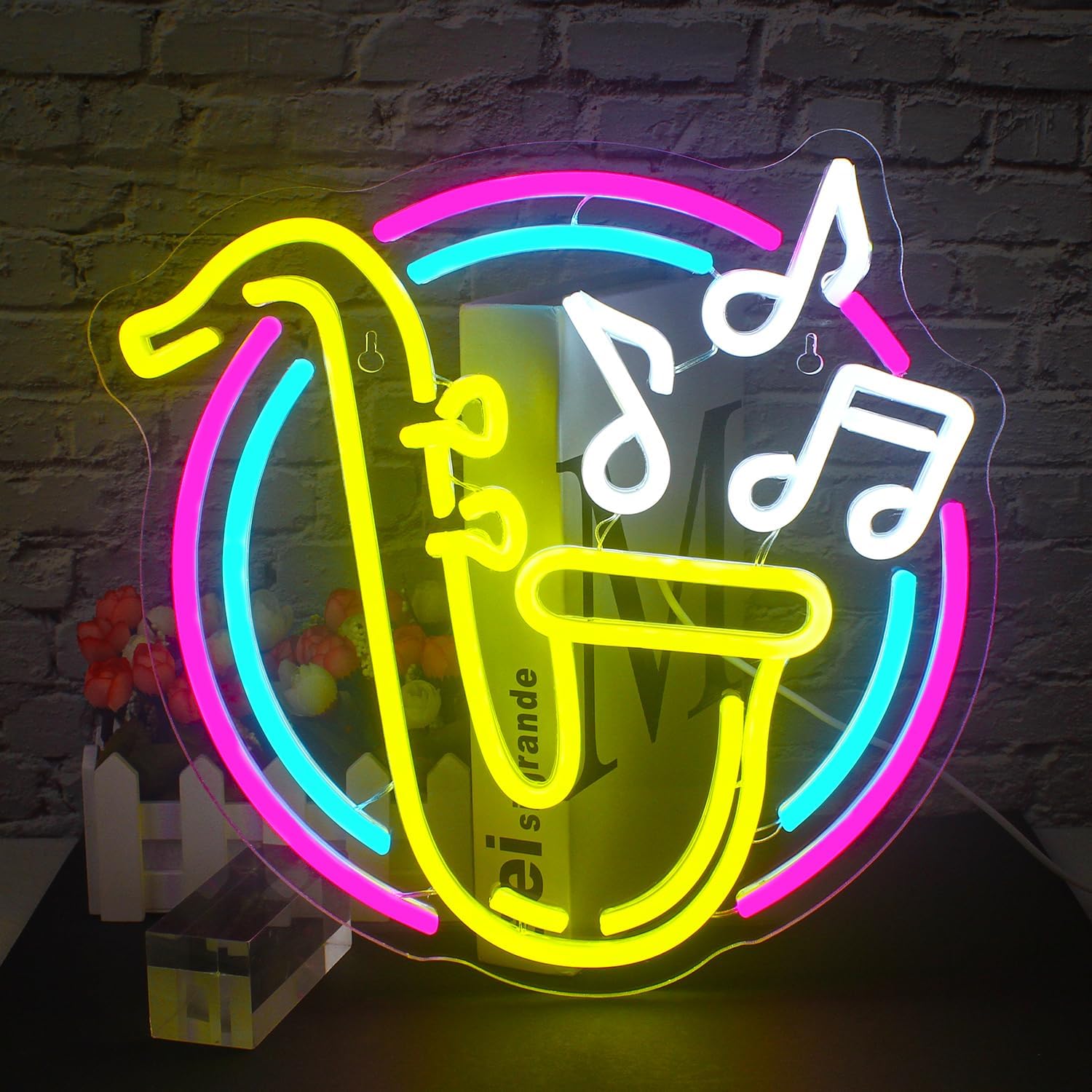 Enseigne lumineuse néon saxophone LED pour décoration murale, musique ...