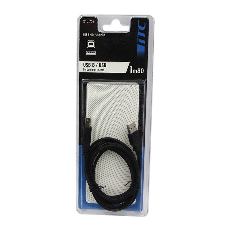 Cordon usb-a/usb-b 1.8m longueur 1.8m -usb-a m/usb-b m Itc 302415 ...