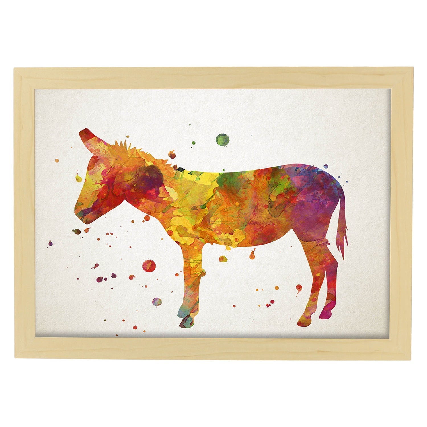 Affiche D'âne De Style Aquarelle. Animaux D'animaux Avec Aquarelle-style Blanc Marco Blancco A4 ...