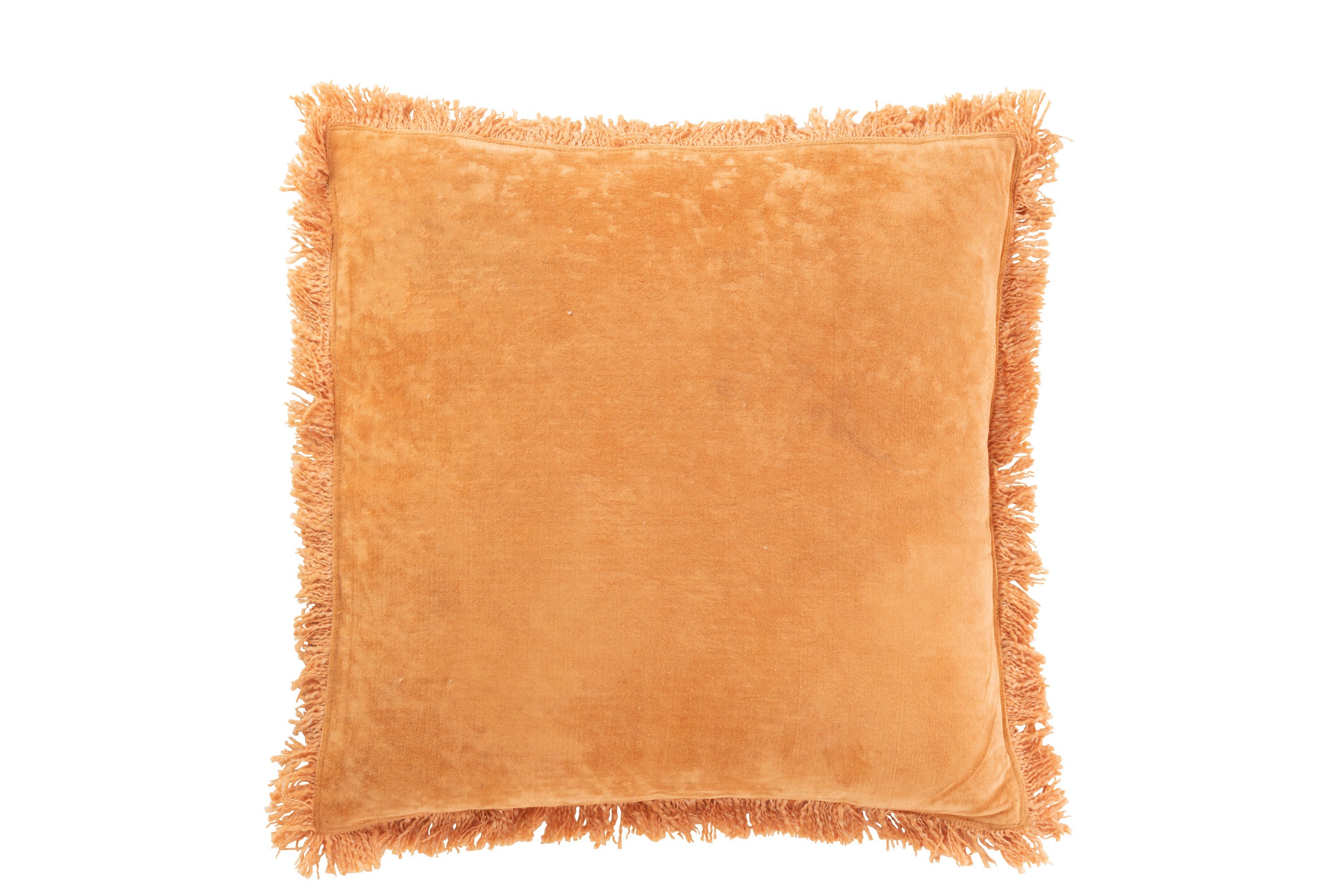 Coussin franges coton vélours orange 45 cm | Leroy Merlin