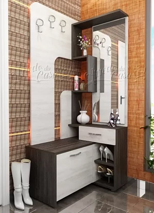 Mobile ingresso angolare IU9 85x189 bianco e wengè | Leroy Merlin