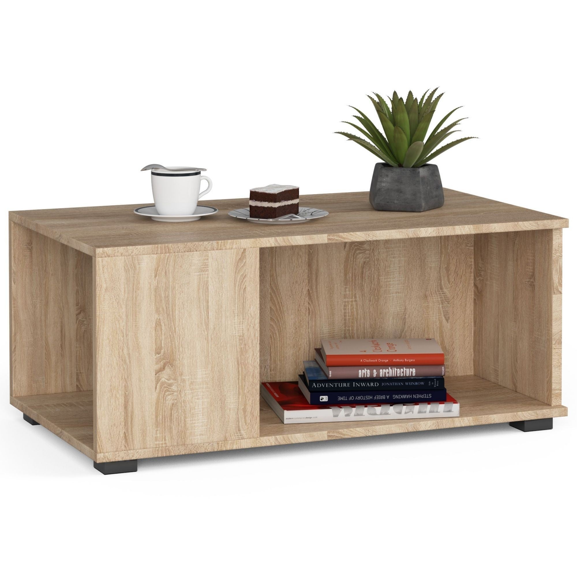 Table basse PAVIOLA Bois 90x51x38 cm avec rangement | Leroy Merlin