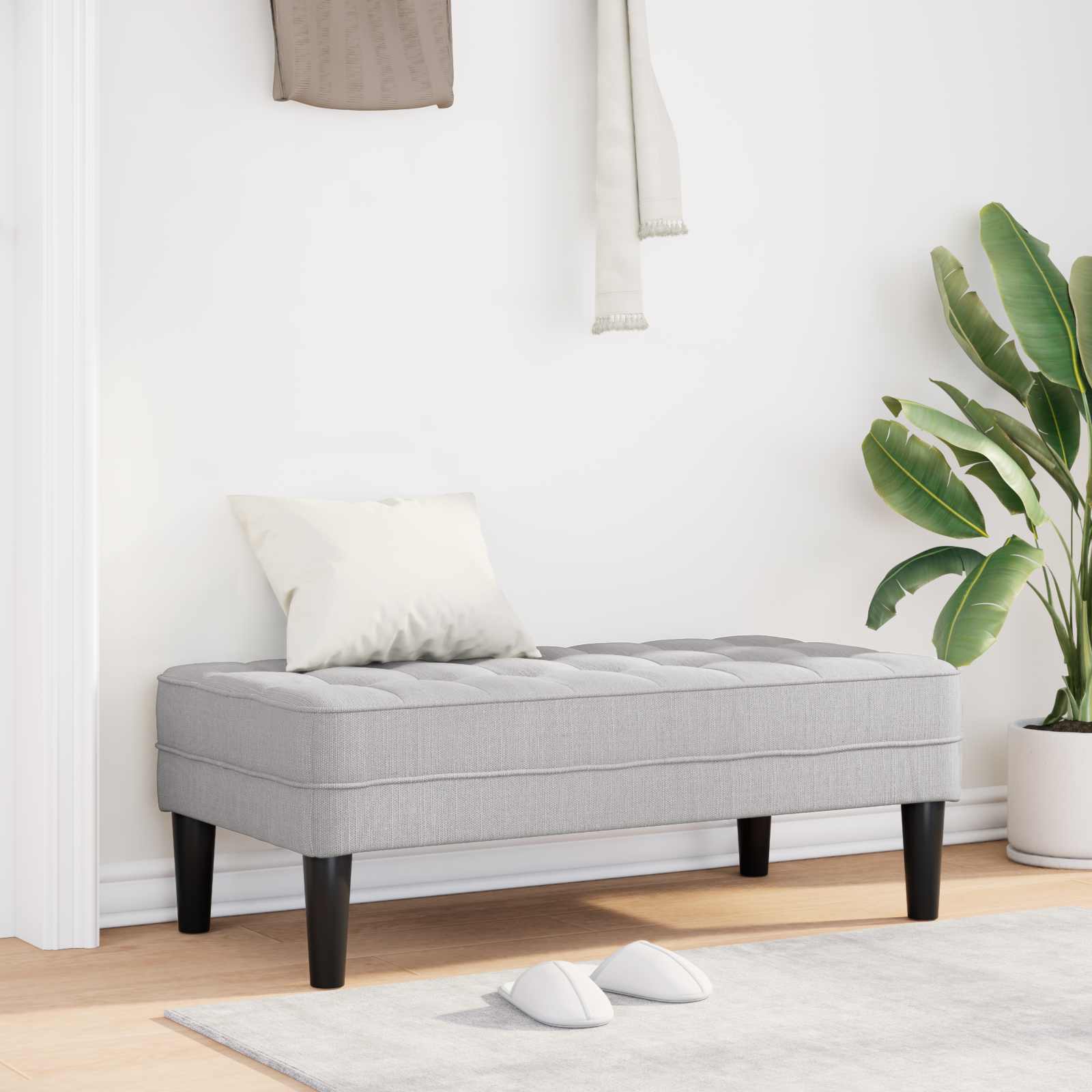 Banc avec coussin Gris nuage 113 x 57 x 39 cm tissu | Leroy Merlin