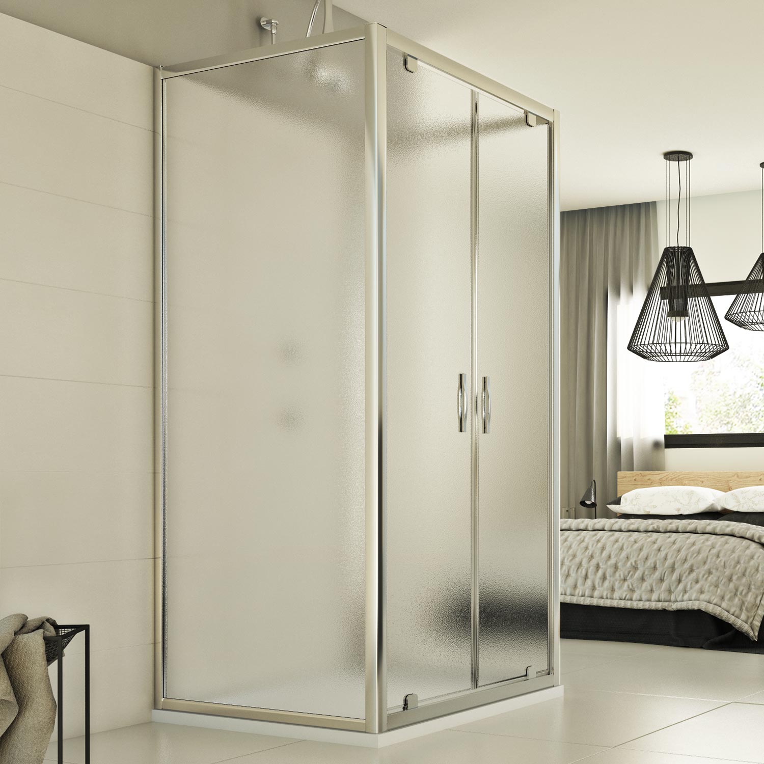 Box Doccia 3 lati 90x110x90 CM H198 stampato C mod. Cristal Trio 2 Ante ...