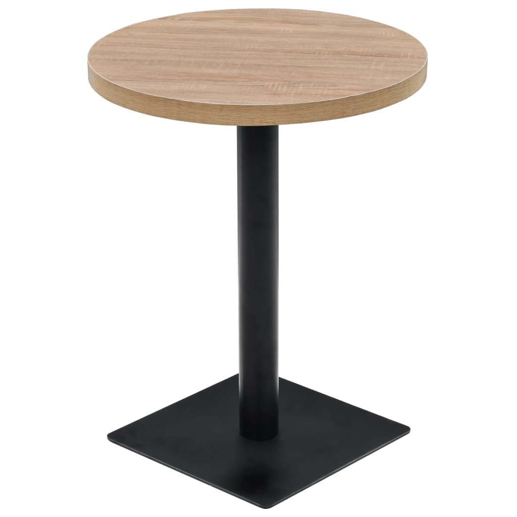 Table de bar ronde en MDF et acier 60x75 cm couleur chêne | Leroy Merlin