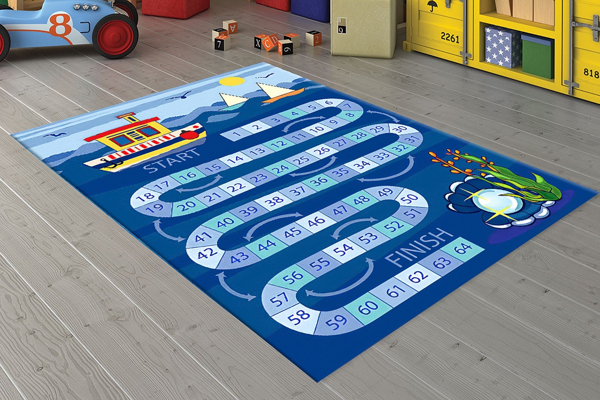 Tapis Enfant Jeu Marin Bleu - 120x160cm | Leroy Merlin