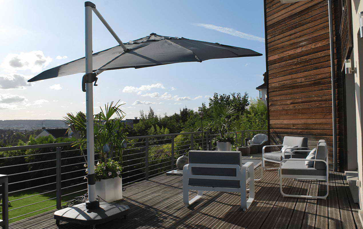 Parasol déporté 3x3 m carré mât blanc MWH® | Leroy Merlin