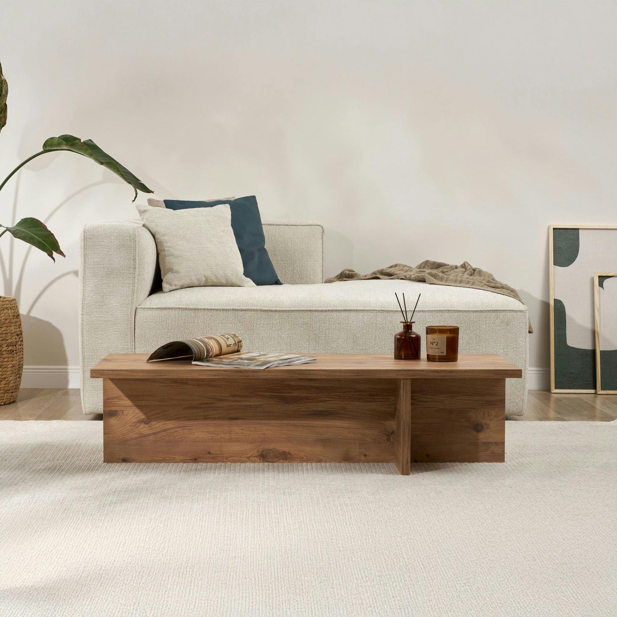 Table basse moderne minimaliste - effet bois de pin MARFA | Leroy Merlin