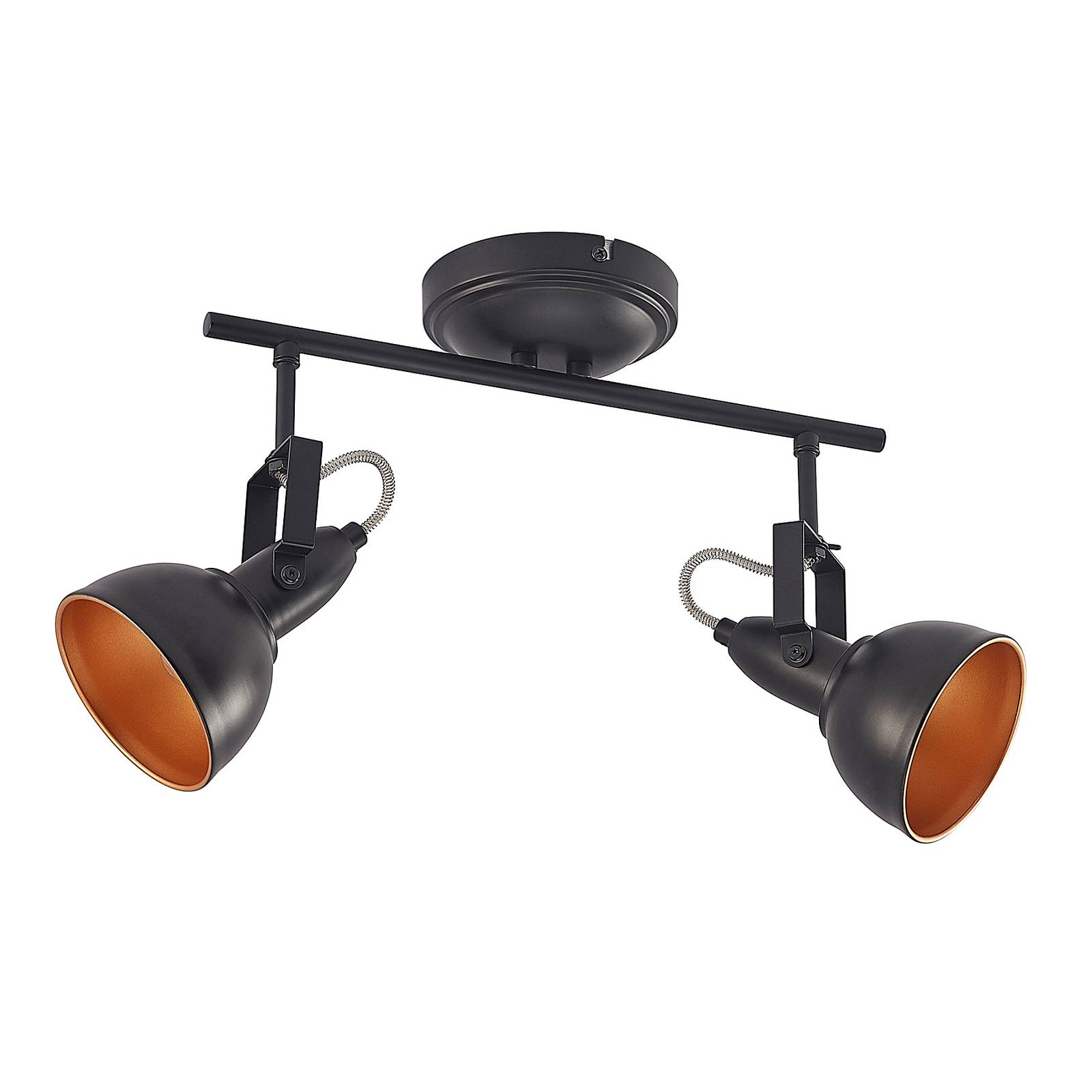 Foco Lindby Morgana, negro-dorado, 2 luces, foco empotrado, lámpara de ...