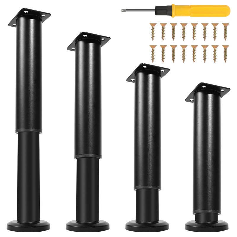 4X Pieds de meuble 18-30cm Extensible（Noir） Pieds de socle Pied de ...