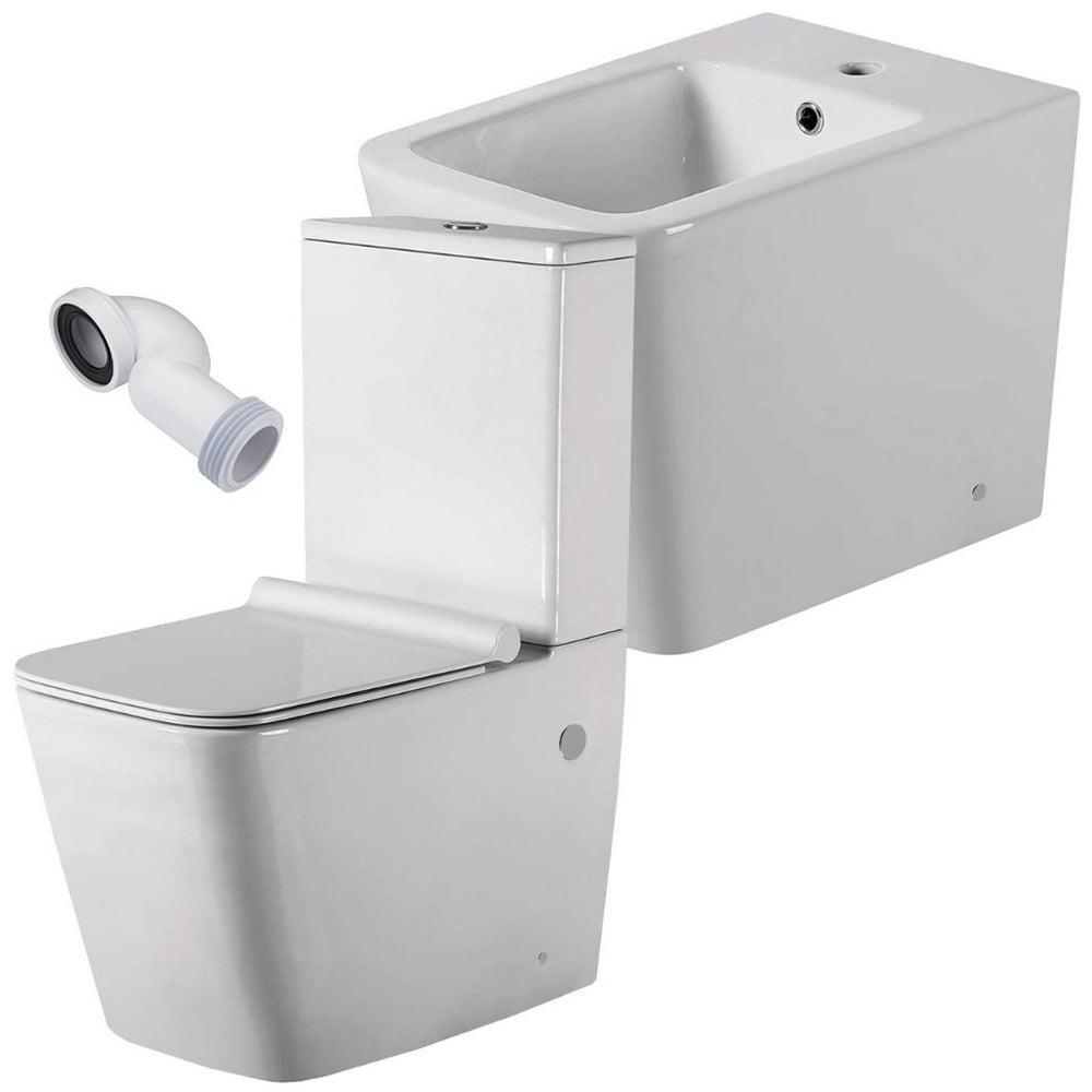 Inodoro completo Cuadrado Fondo Reducido Rimless | Blanco Brillo | Tapa ...