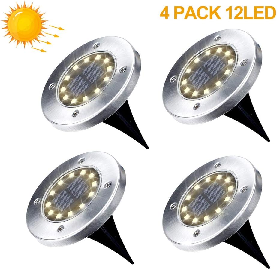 Lumière Solaire Extérieur 12 LEDs 4 pièces Lampes Solaires au Sol ...