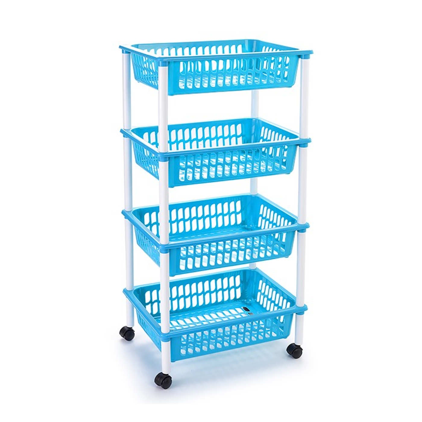 Carro verdulero azul claro modelo PLFT con ruedas 4 cestas 85 x 40 x 30 ...