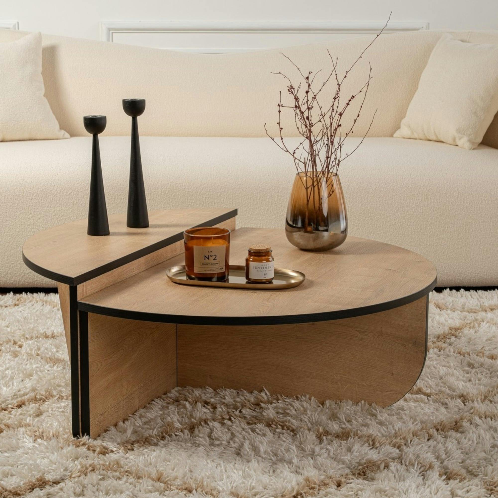 Table basse moderne effet bois ruban noir - 2 hauteurs MARFA | Leroy Merlin