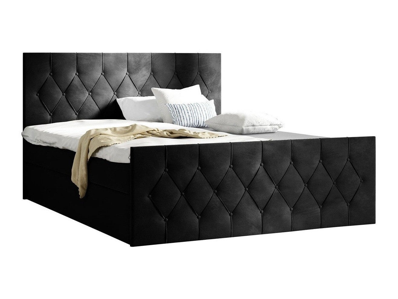 Letto continentale Baltimore 161, Continentale, Singolo, Nero, 120x200 ...