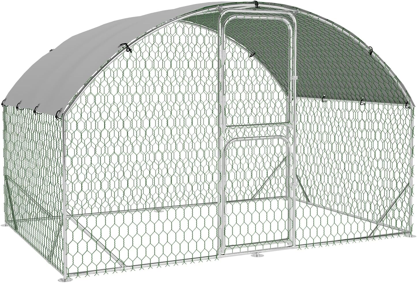 Gran gallinero metálico – Recinto exterior resistente con doble puerta ...