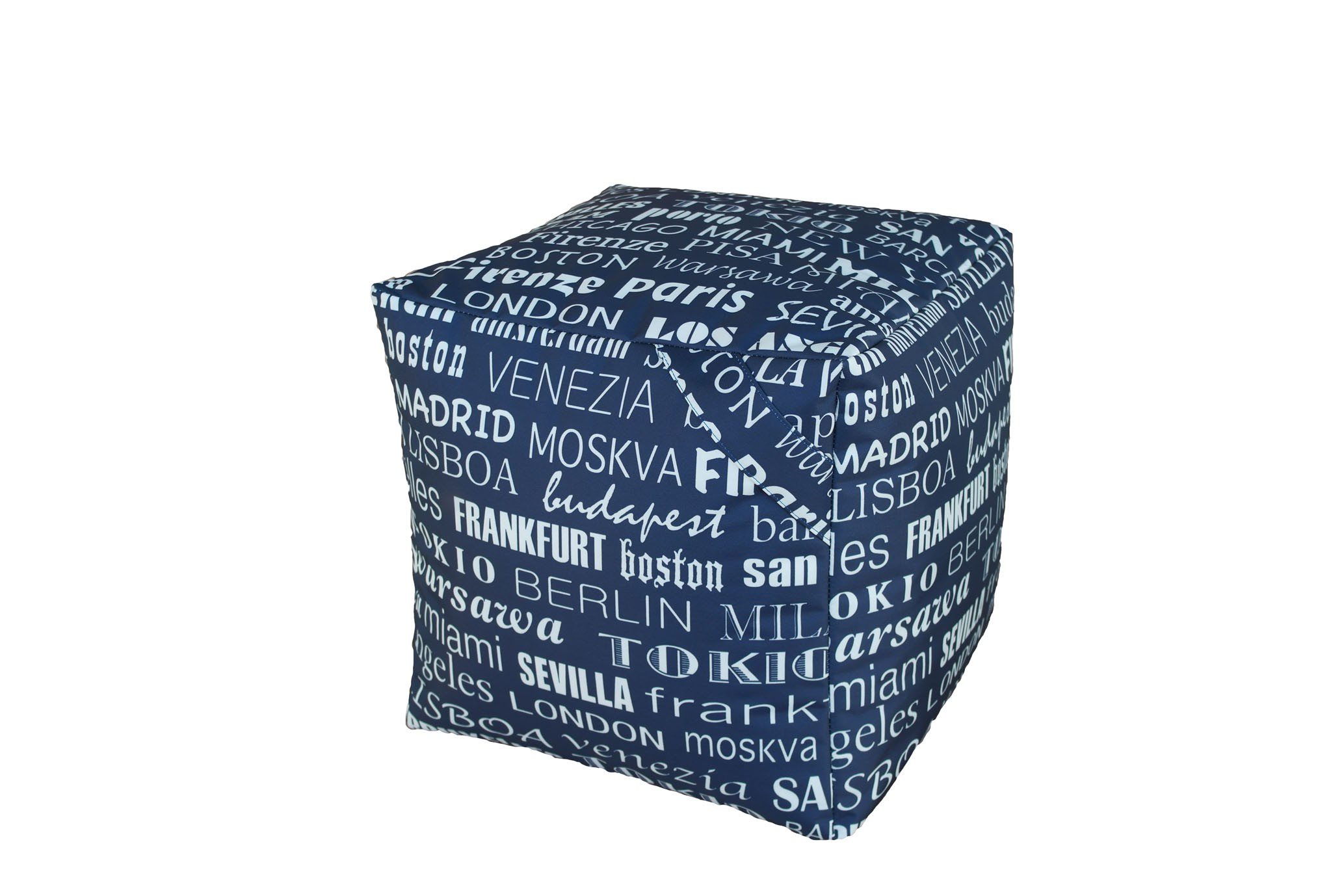 Pouf sacco cubo impermeabile per esterni con stoffa città del mondo ...