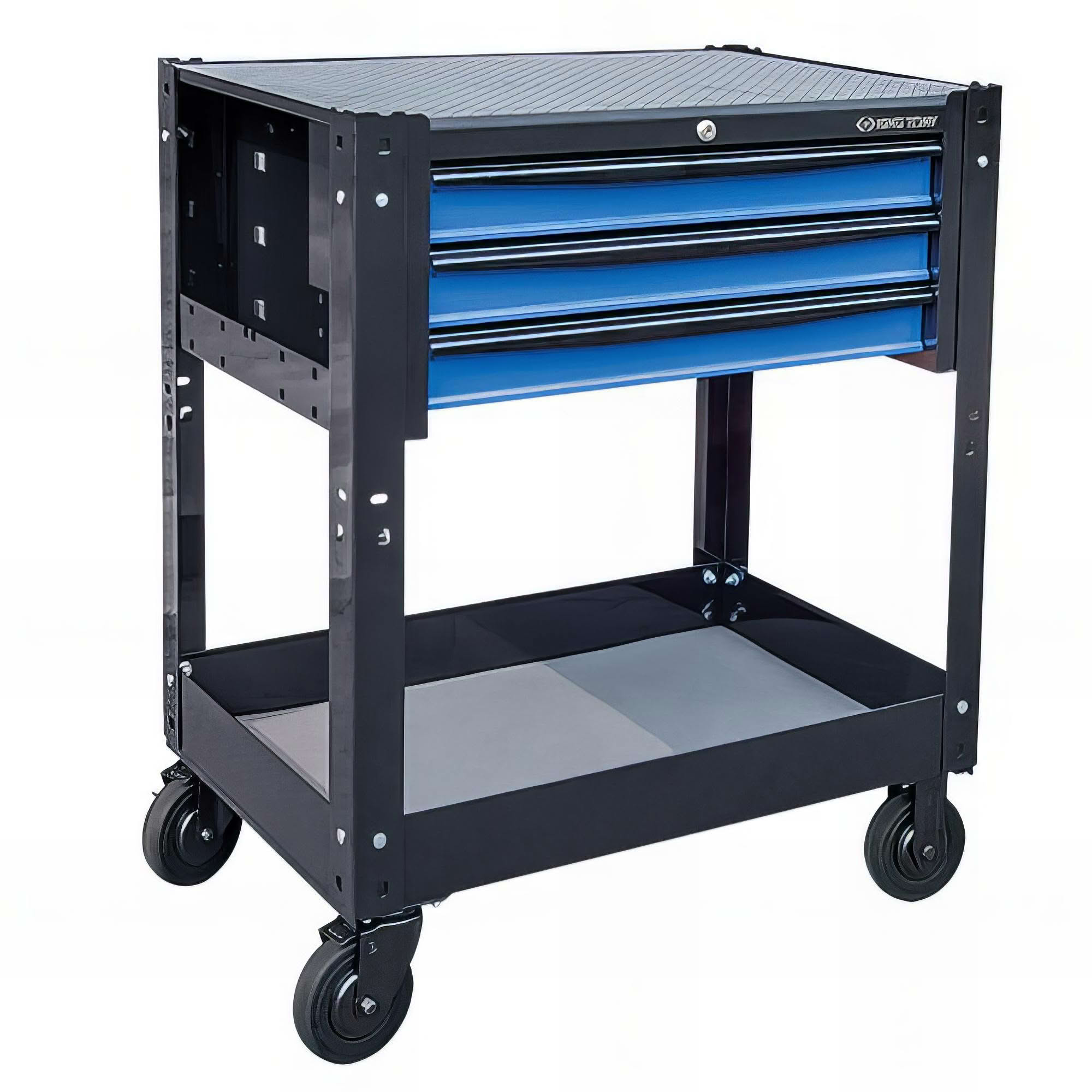 Chariot sur roulettes 2 étagères + 3 tiroirs - Bleu - 765 x 490 x 925 ...