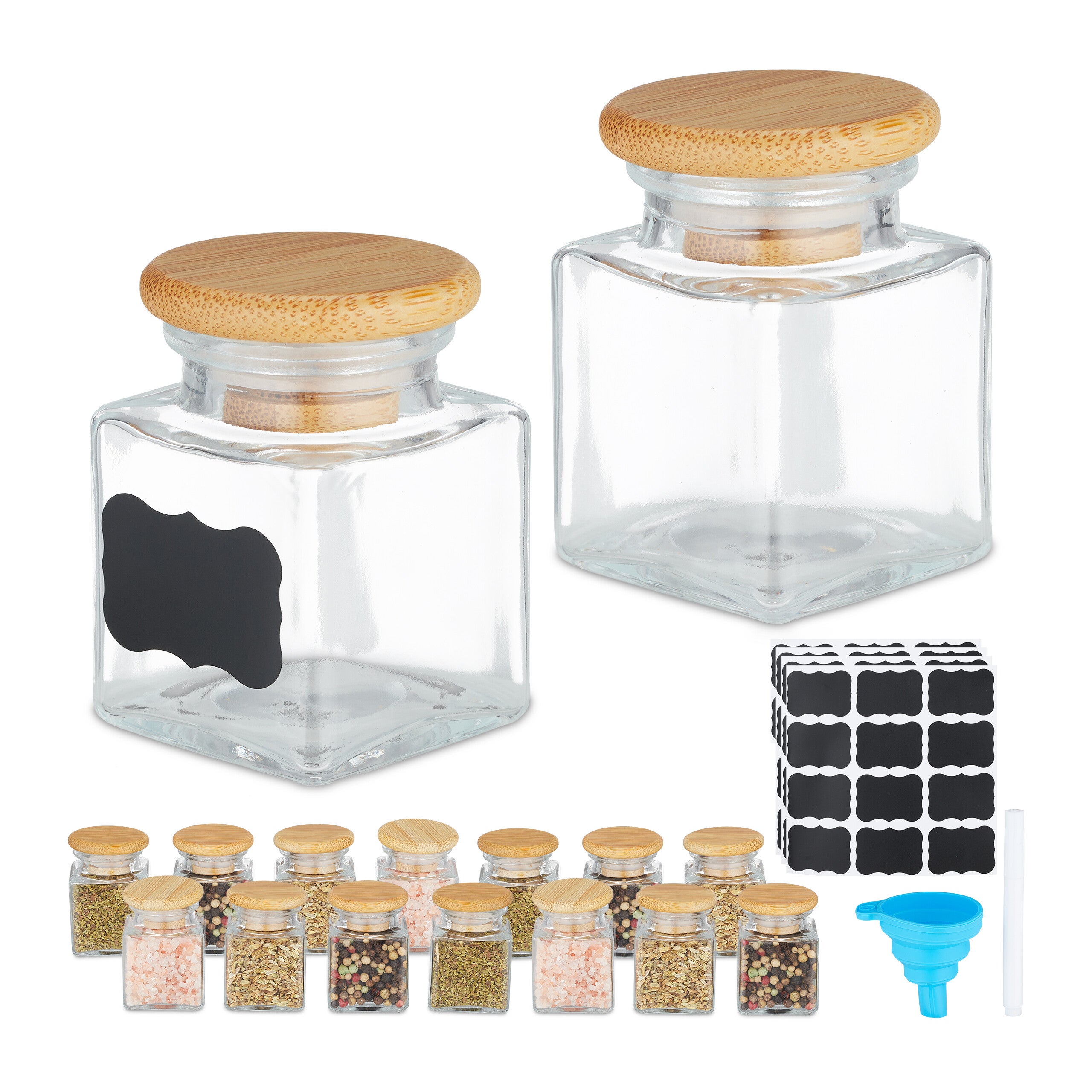 Relaxdays Pack 16 Botes Especias, Tarros Condimentos Cuadrados, 50ml ...